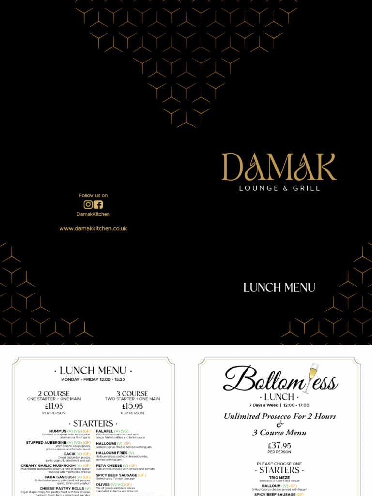 Damak Lounge & Grill (320x297mm) Lunch Menu | PDF