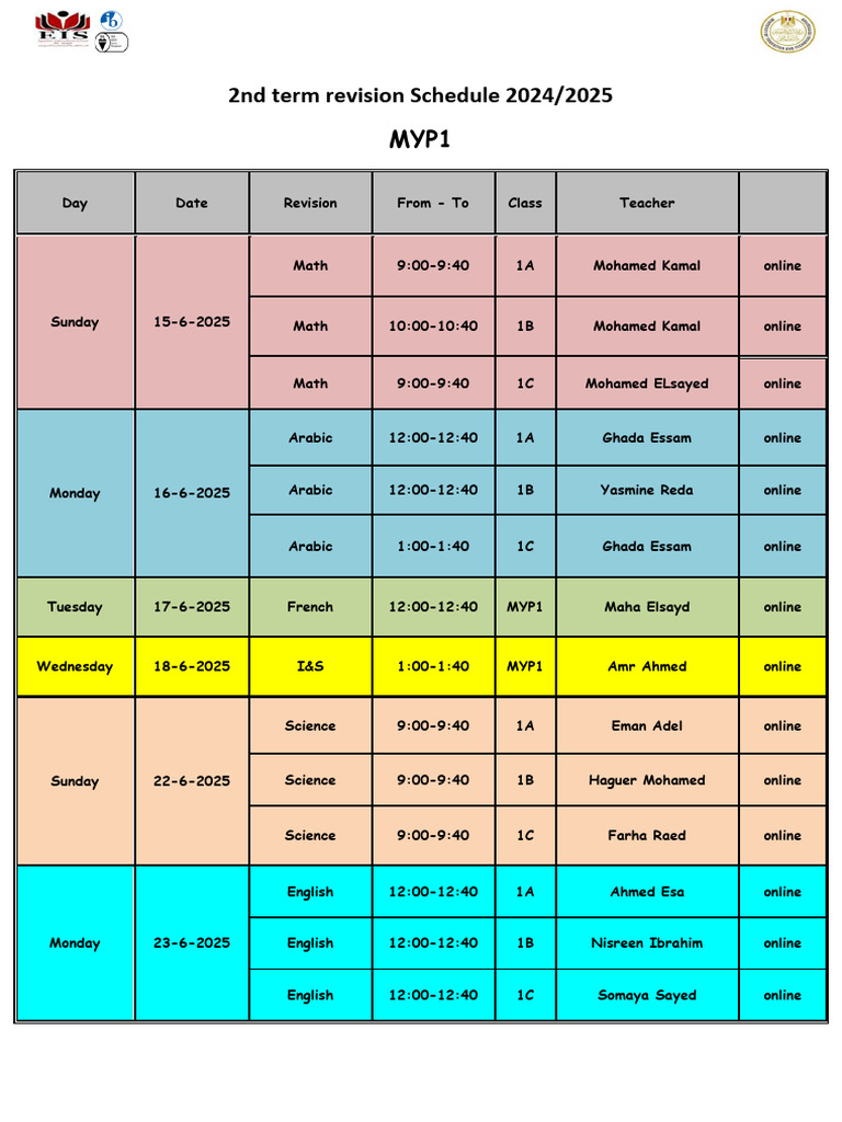 2nd-Revision 2024-2025 - MYP1 | PDF