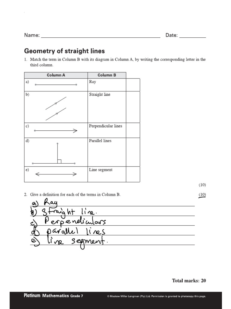 Geometry of Straight Lines Work | PDF