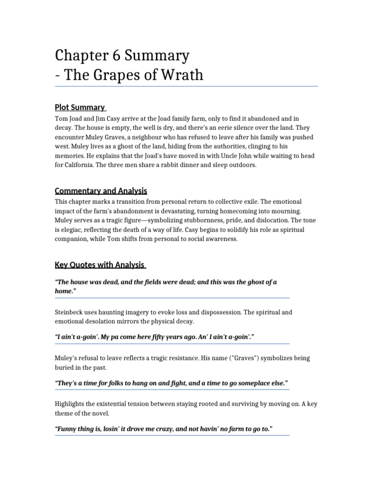 Grapes of Wrath Chapter Six | PDF