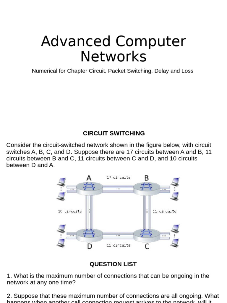 Chapter - Circuit and Packet Switching, Delay and Loss Numerical | PDF | Toll Road ...