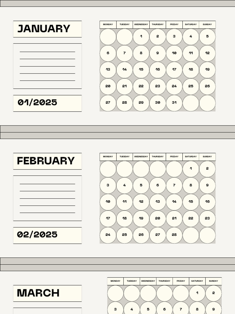 Grey White Bold Geometric Calendar Planner Presentation PDF | PDF