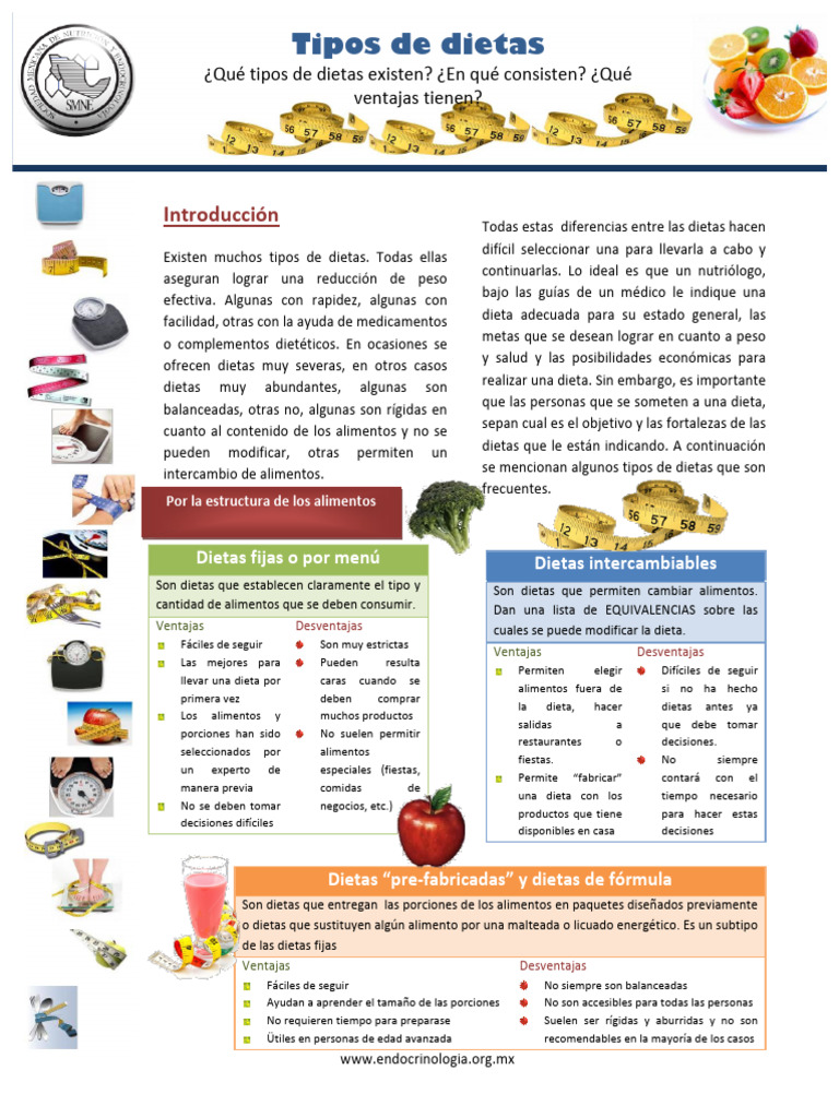 Tipos de Dietas: Ventajas y Desventajas | PDF | Dieta | Alimentos
