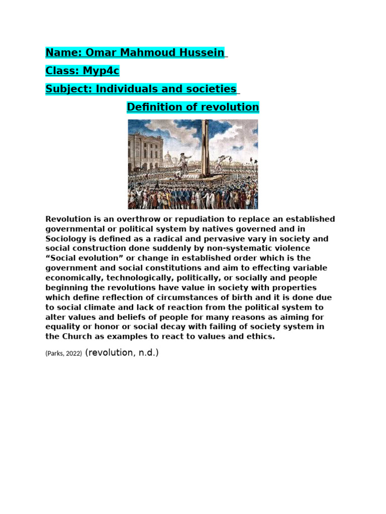Definition of Revolution in Society | PDF