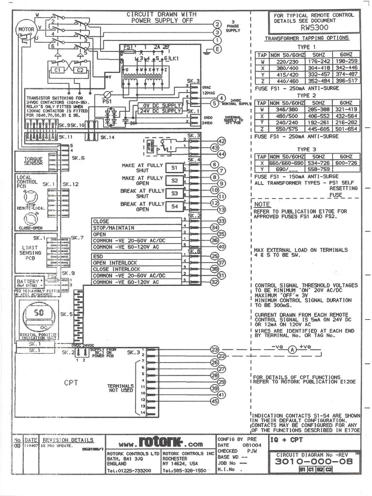 Rotork Wiring Diagram 3010-000-08 | PDF