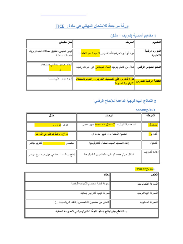 ورقة مراجعة TICE 250610 092132 | PDF