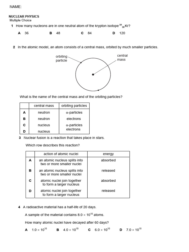 Revision Paper 1 Nuclear Physics | PDF | Radioactive Decay | Atomic Nucleus