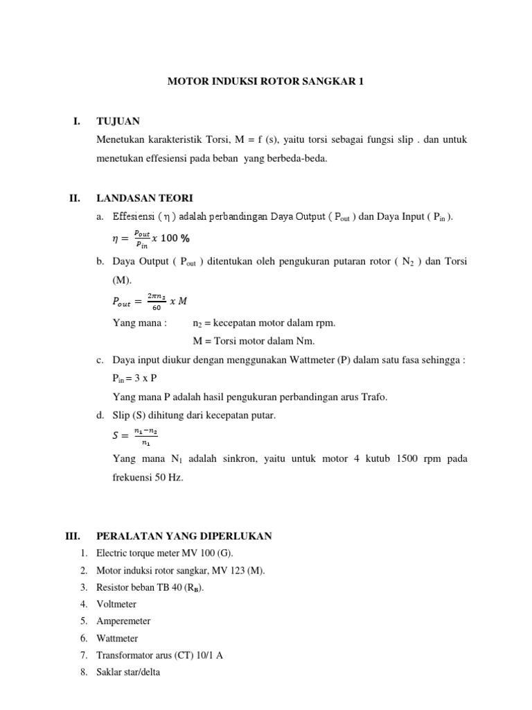 Motor Induksi Rotor Sangkar 1 | PDF