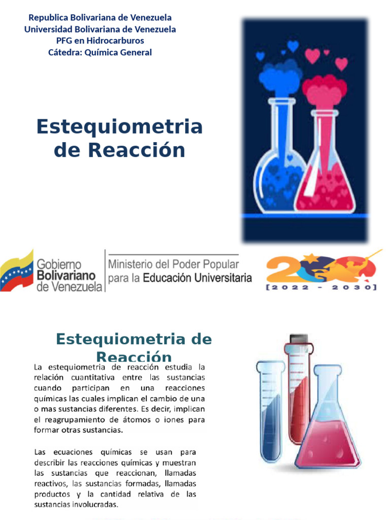 Estequiometría de Reacciones Químicas | PDF | Estequiometría ...