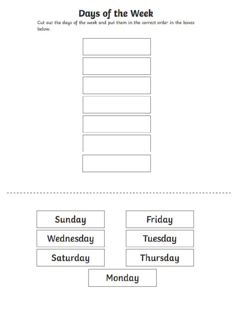 Days of The Week Paste Exercise | PDF