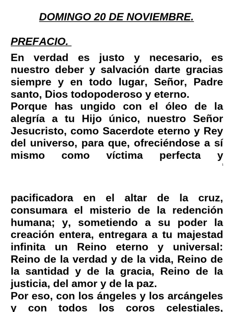 Domingo 20 de Noviembre. Prefacio | PDF