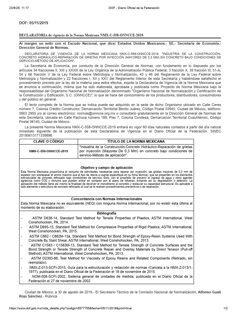 Norma NMX-C-558-ONNCCE-2019 sobre Concreto | PDF | México | Hormigón