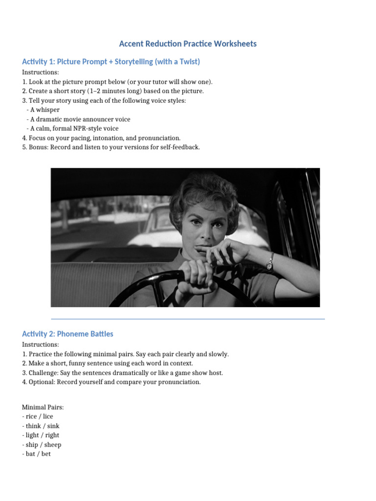 Accent Reduction Practice Activities | PDF | Stress (Linguistics ...