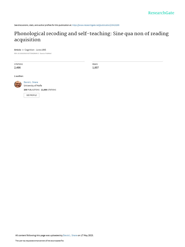 Share 1995 Cognition | PDF | Word | Phoneme