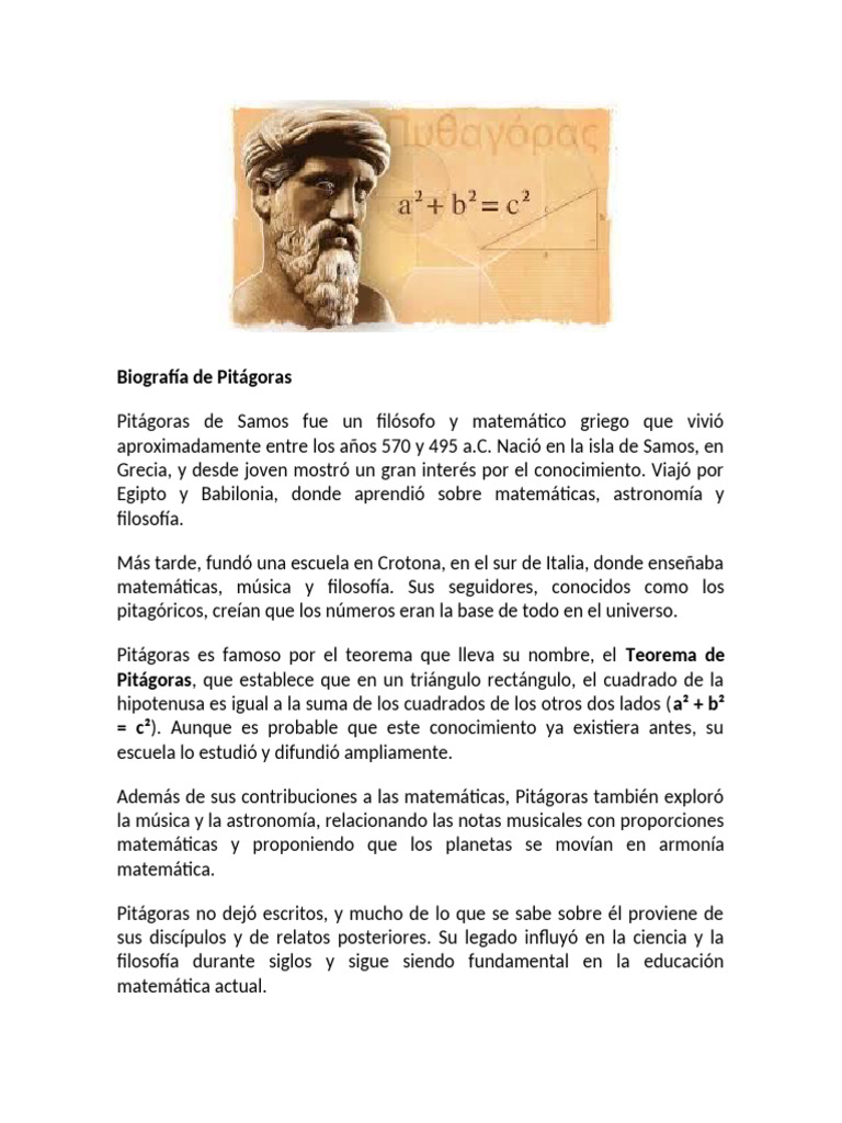 Biografía de Pitágoras de Samos | PDF