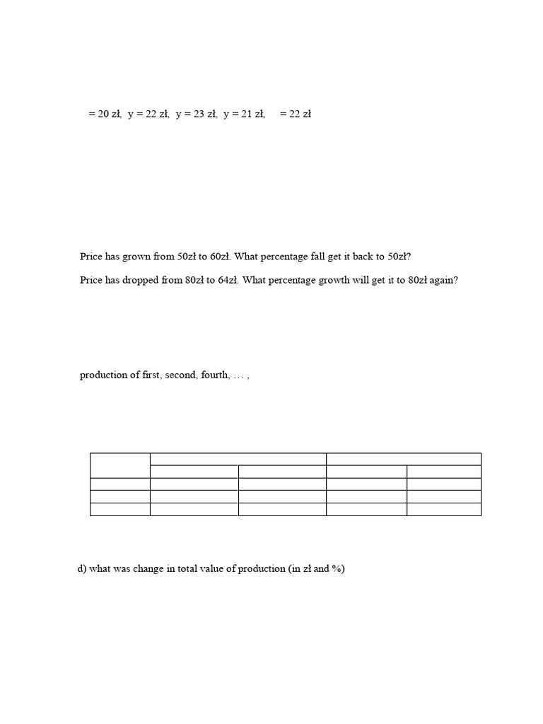 Quantitative Methods Exercises 1 | PDF | Percentage