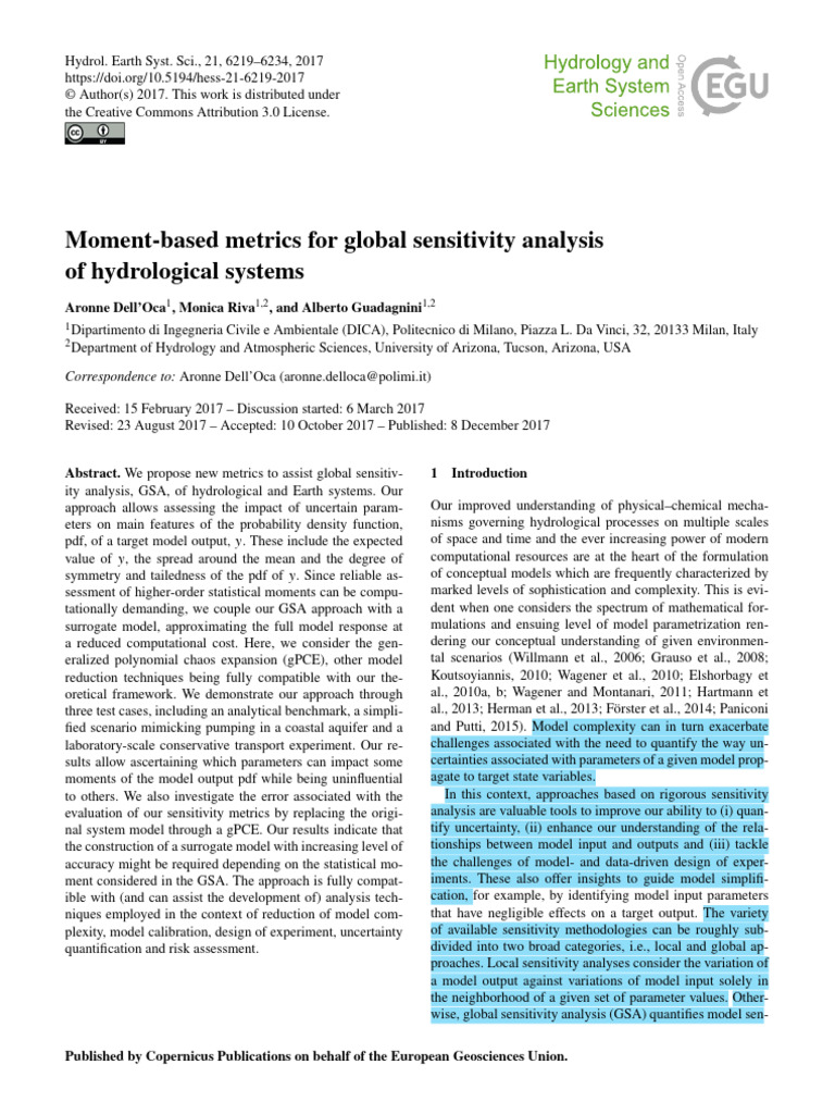 Moment-Based Metrics For Global Sensitivity Analysis | PDF | Sensitivity Analysis | Mathematics