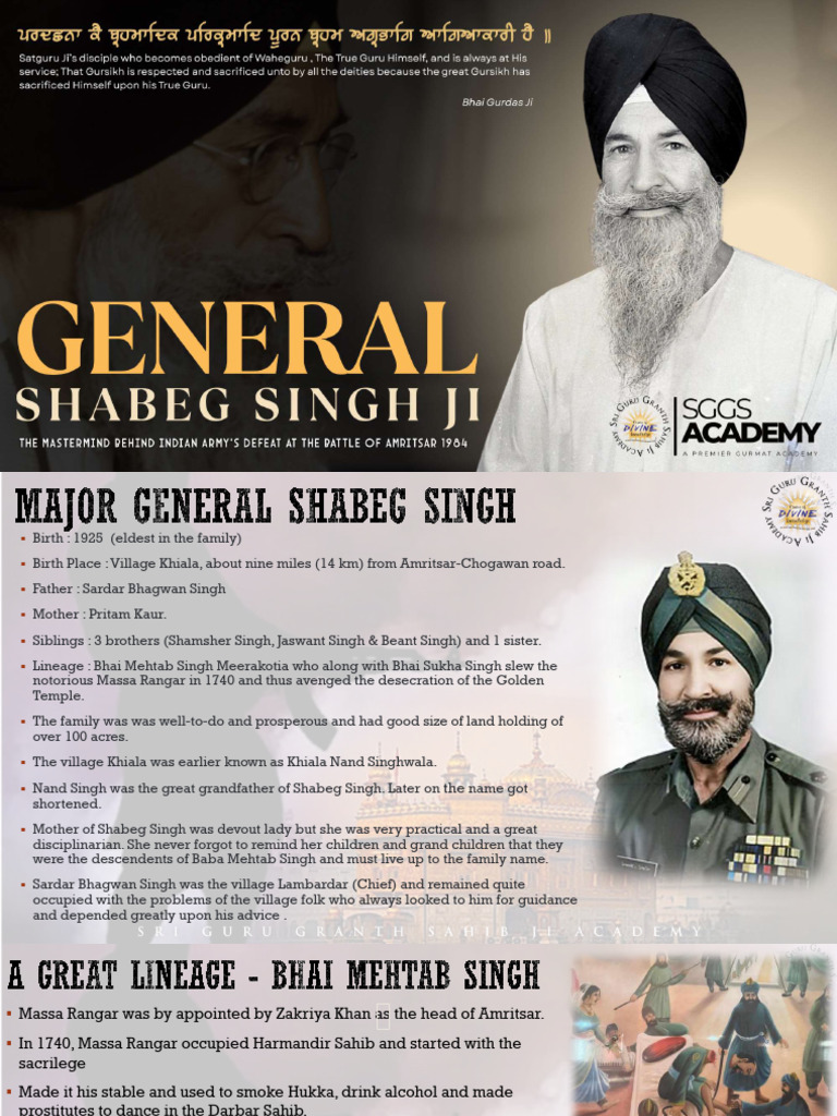Shaheed General Shabeg Singh Ji | PDF | Punjab | Military