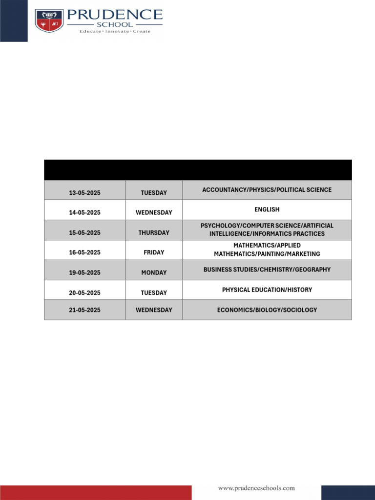 g11 Pa1 Schedule 2025 | PDF