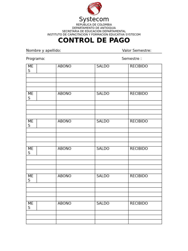 Control de Pago | PDF