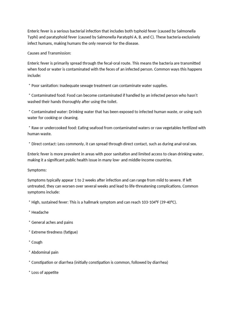 Enteric Fever I-WPS Office | PDF | Human Diseases And Disorders ...