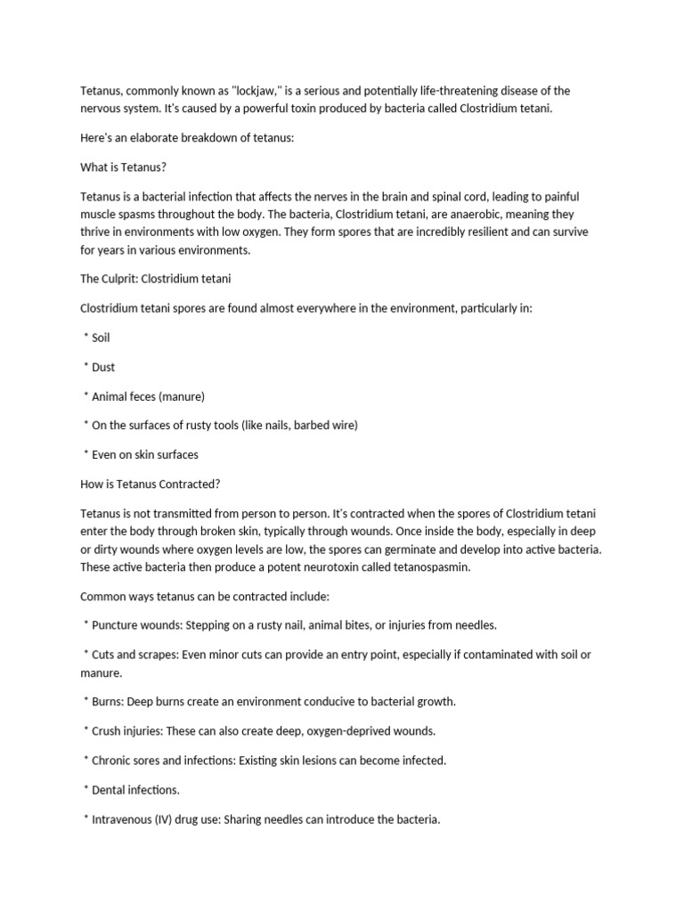 Tetanus, Common-WPS Office | PDF | Medical Specialties | Diseases And ...
