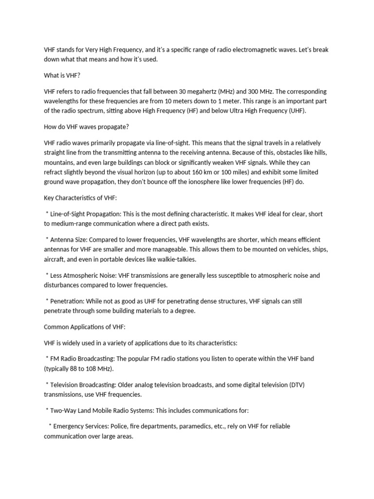 VHF Stands for-WPS Office | PDF | Very High Frequency | High Frequency