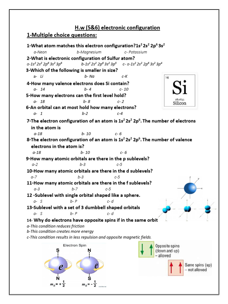 H.W (5and6) - Electronic Configuration-G11 | PDF | Atomic Orbital | Electron Configuration