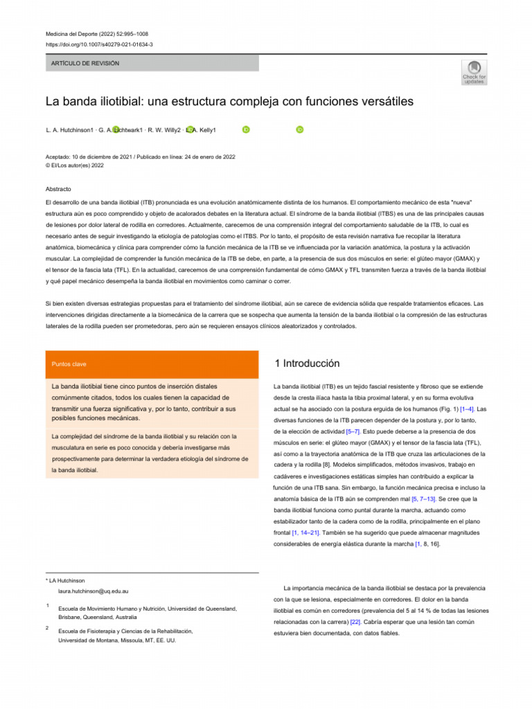 The Iliotibial Band - A Complex Structure With Versatile Functions L. A ...