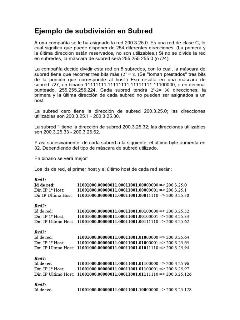 Unidad 2 - 5 - Ejemplo de Subdivisión en Subred | PDF | Dirección IP | Internet