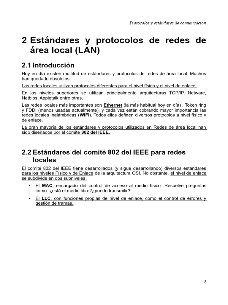 Estándares y Protocolos de Redes LAN | PDF | Ieee 802.11 | Ethernet