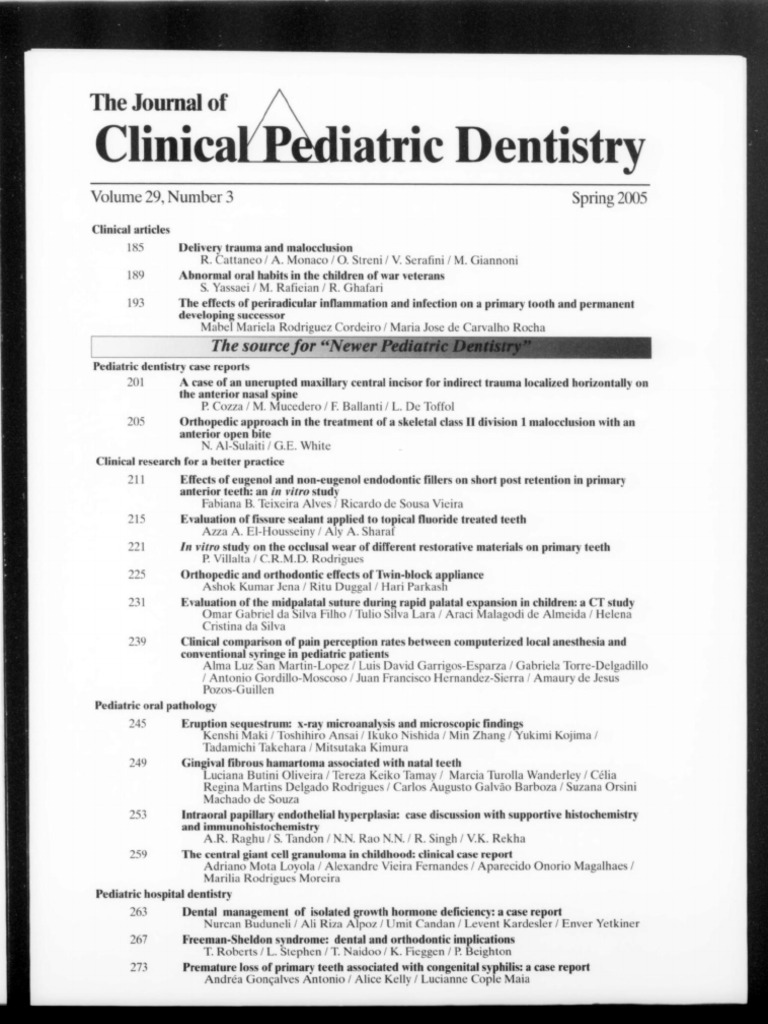 The Journal of Clinical Pediatric Dentistry Spring 2005 - Volume 29 ...