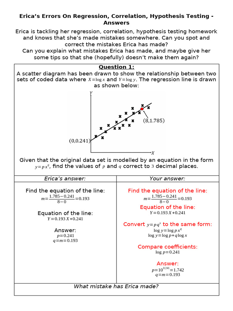 Erica's Mistakes in Stats Homework Analysis | PDF | Regression Analysis ...