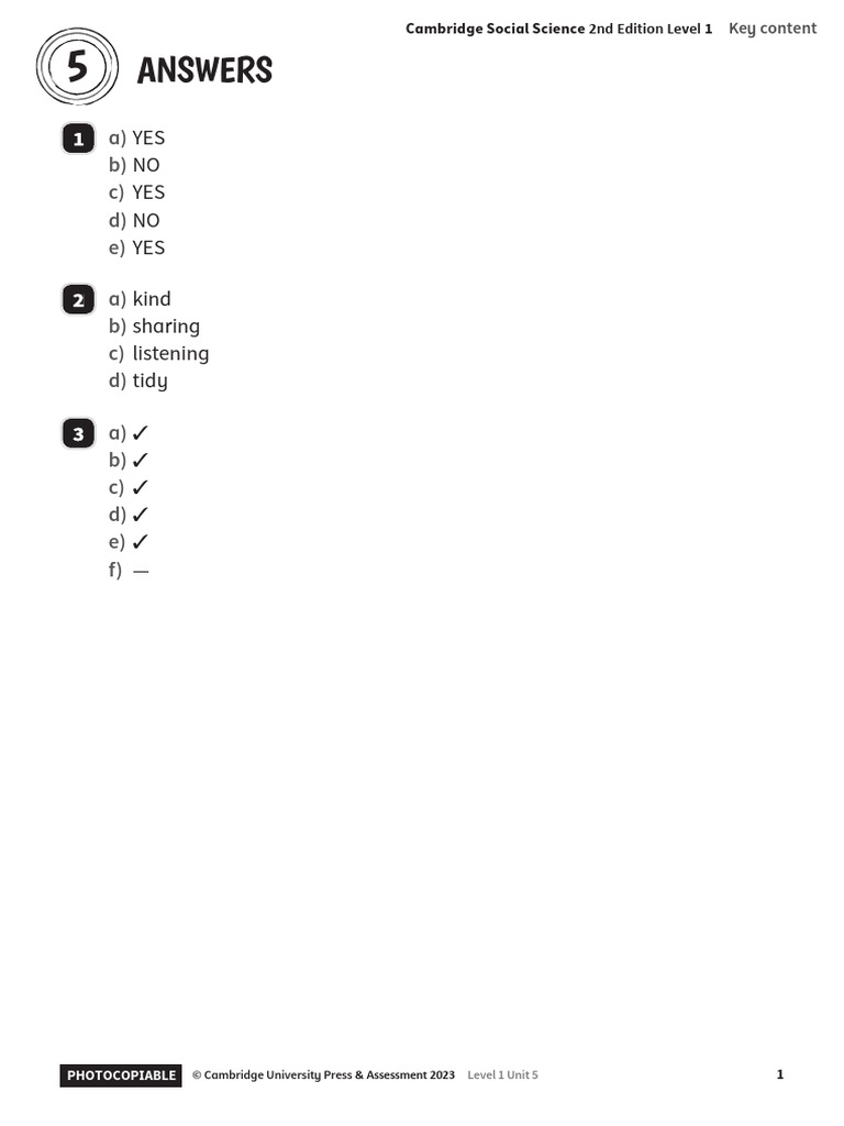 SS2e L1 U05 Content Revision Worksheet Answers | PDF