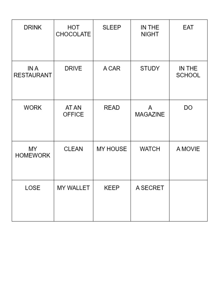 Verbs Lottery | PDF