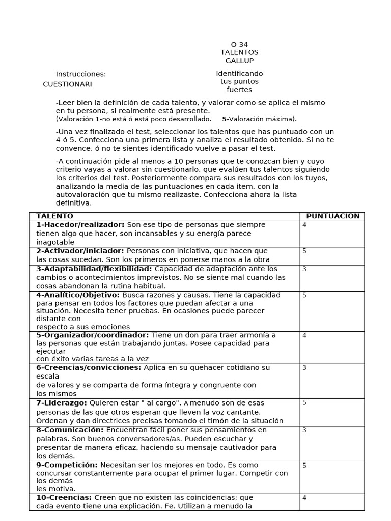 Evaluación de Talentos Gallup 34 | PDF | Empatía