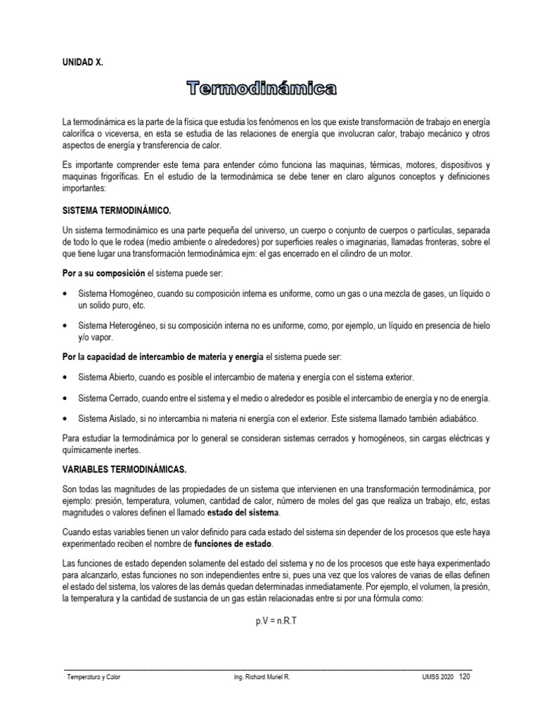 Tema Termodinamica 2022 | PDF | Termodinámica | Calor