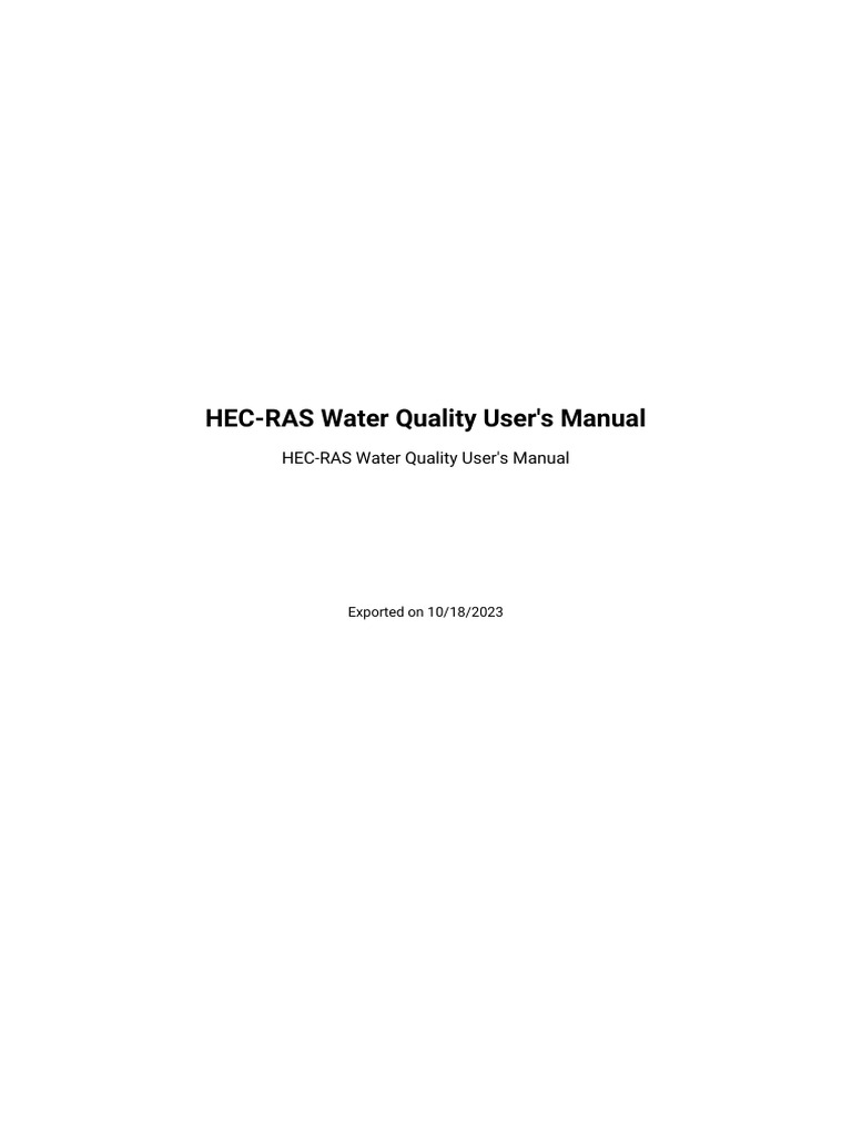 HEC-RAS Water Quality User's Manual-V6.4.1 | PDF | Temperature | Simulation