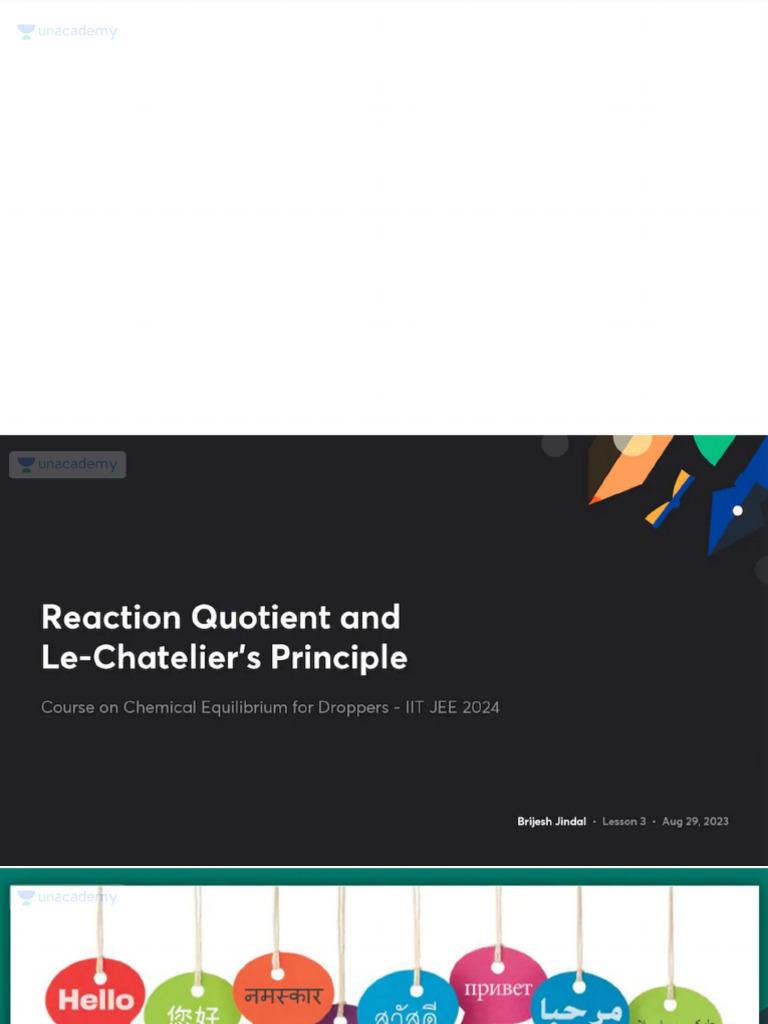 Reaction Quotient and LeChateliers Principle With Anno | PDF