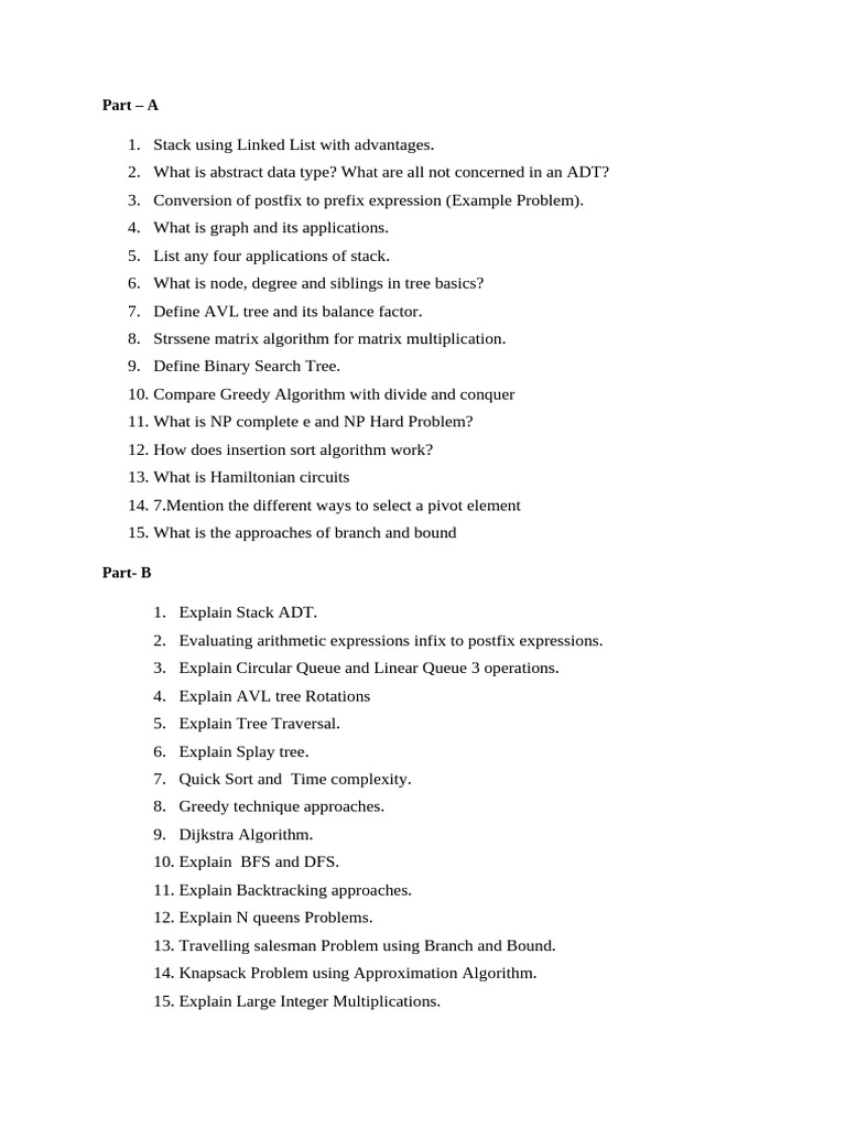 DSA Important Questions | PDF
