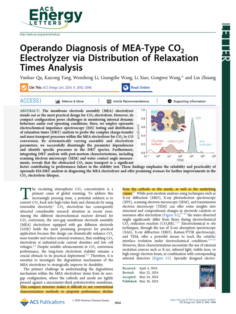 Operando EIS-DRT Analysis of CO2 MEA | PDF | Electrochemistry ...