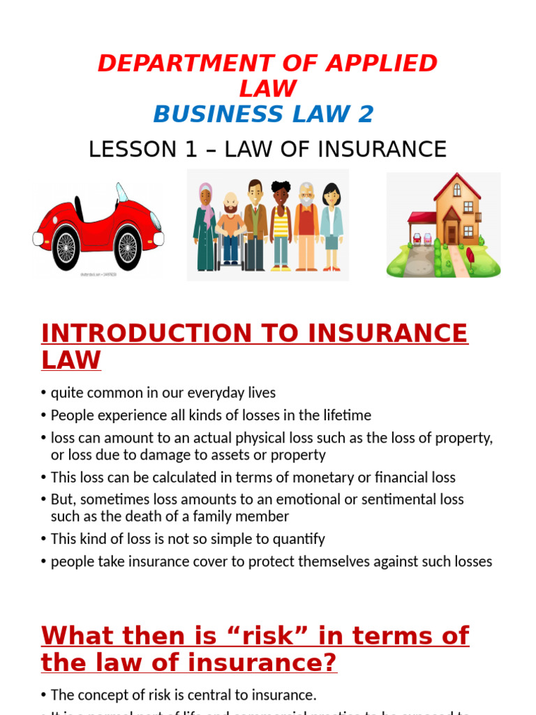 Bsnl201 Lesson 1 - Intro To Insurance | PDF | Insurance | Risk