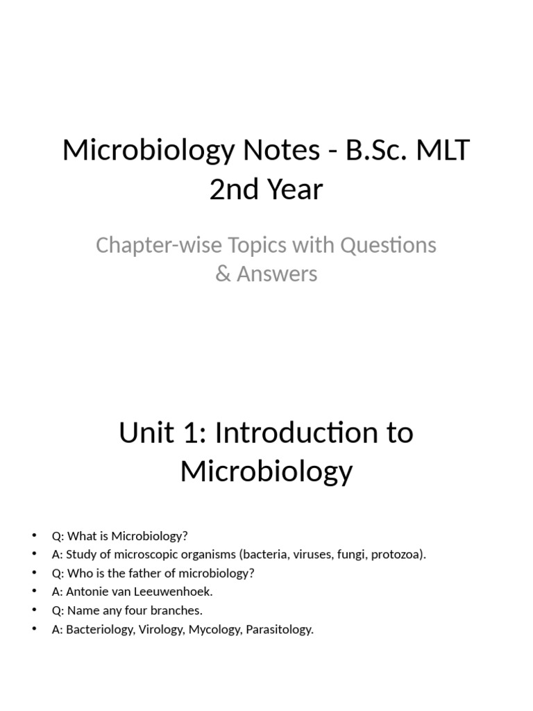 B.Sc. MLT Microbiology Notes | PDF | Microbiology | Bacteria