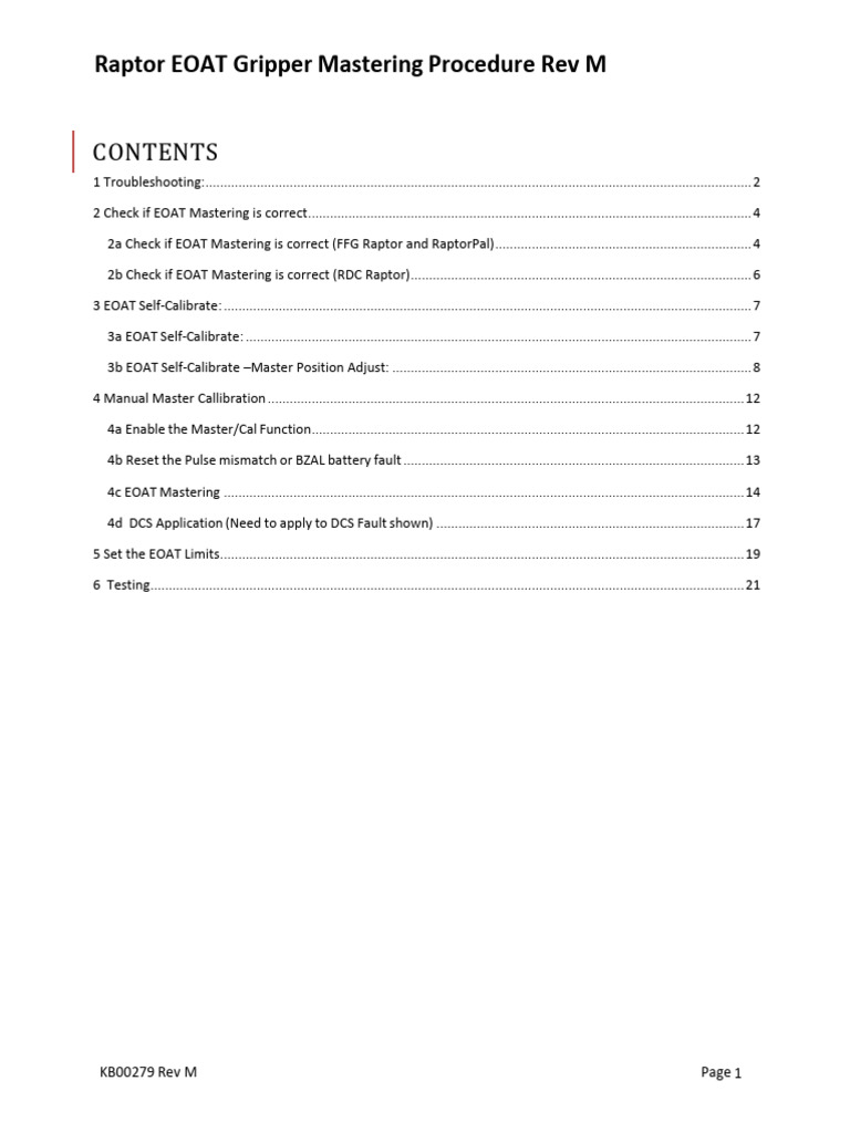 1A Raptor EOAT Gripper Mastering Procedure RevM | PDF