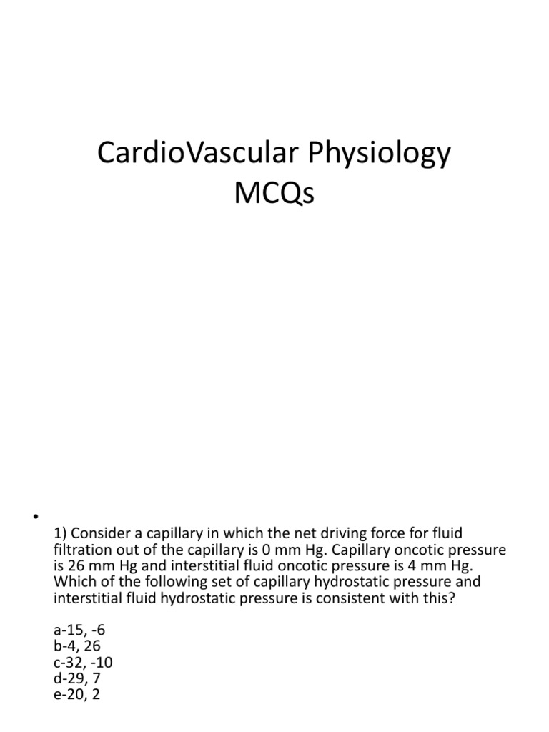 Cardiovascular Physiology MCQs | PDF | Atrium (Heart) | Diastole