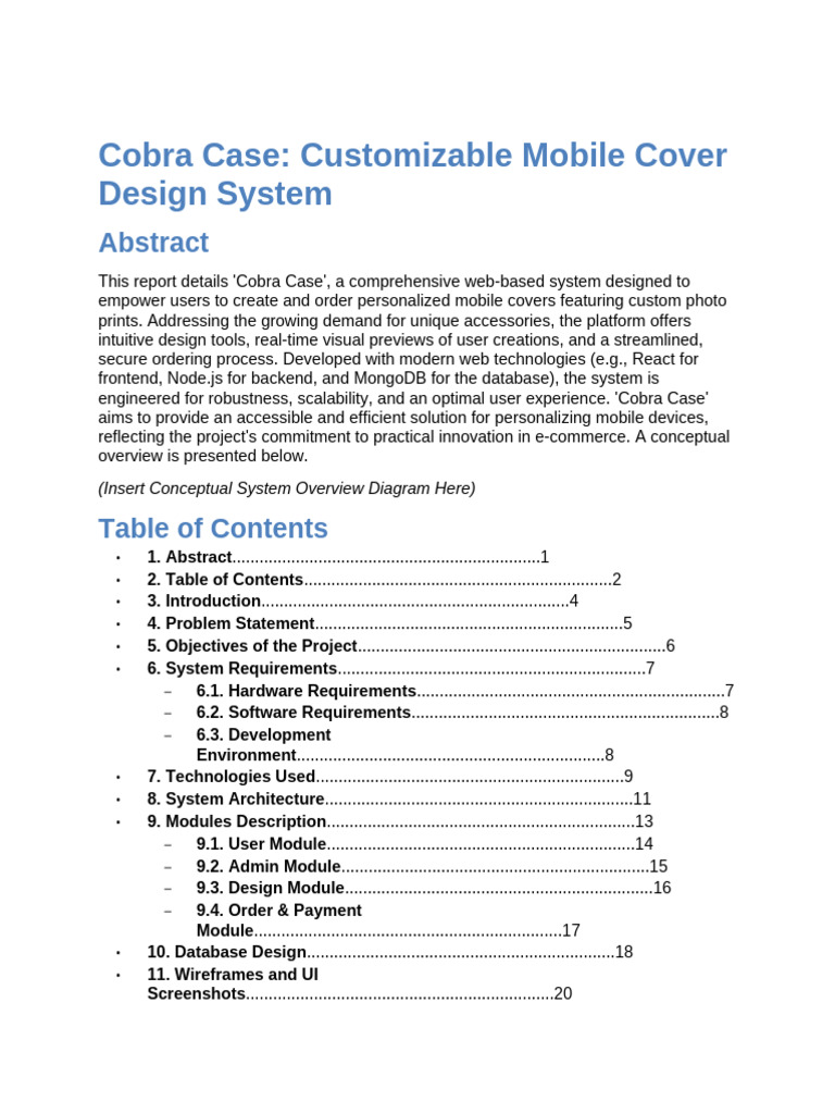 Cobra Case Project Report-1 | PDF | Client–Server Model | Model–View–Controller