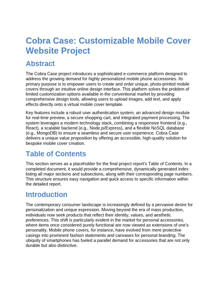 Cobra Case Project Report | PDF | Client–Server Model | Databases