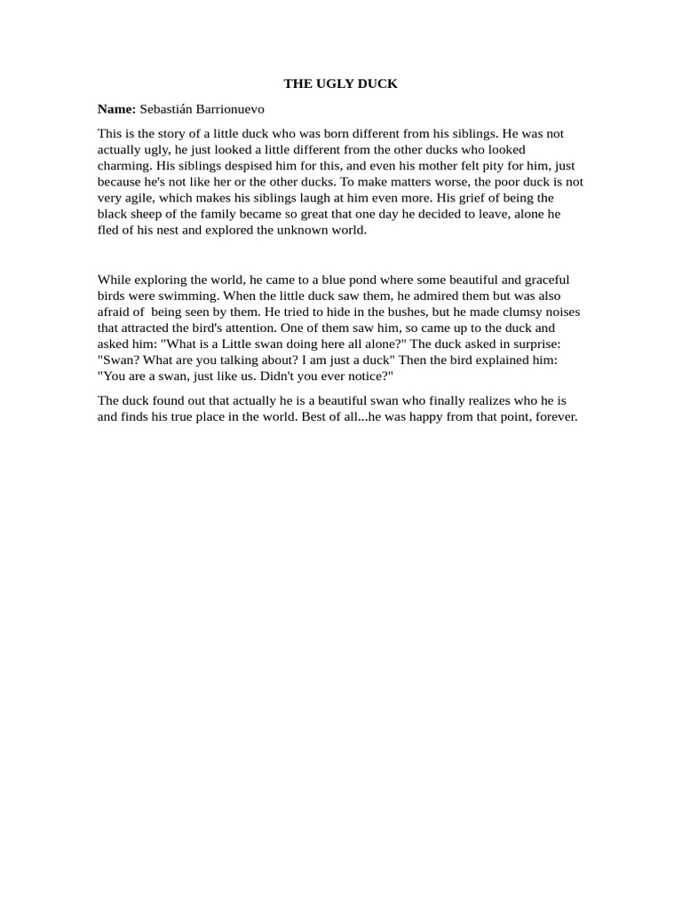 The Ugly Duckling's True Identity | PDF