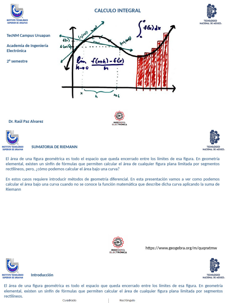 Tema 1. Sumatoria de Riemann | PDF | Integral | Geometría