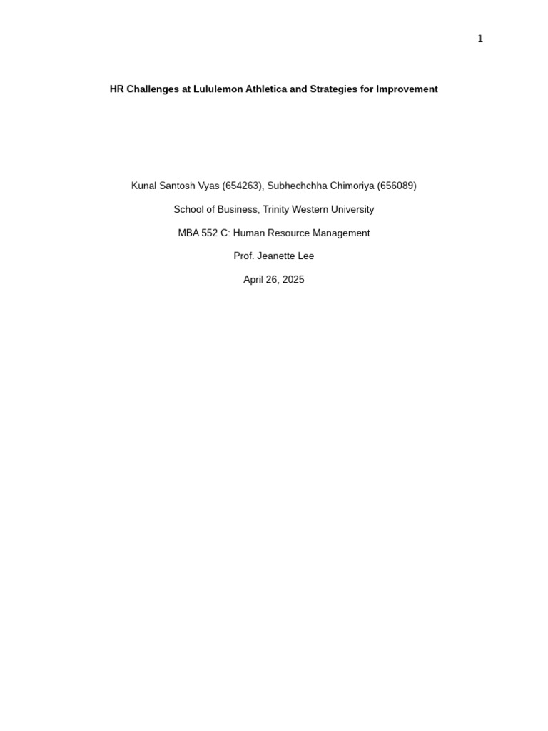 Lululemon HR Challenges and Solutions | PDF | Employee Retention ...